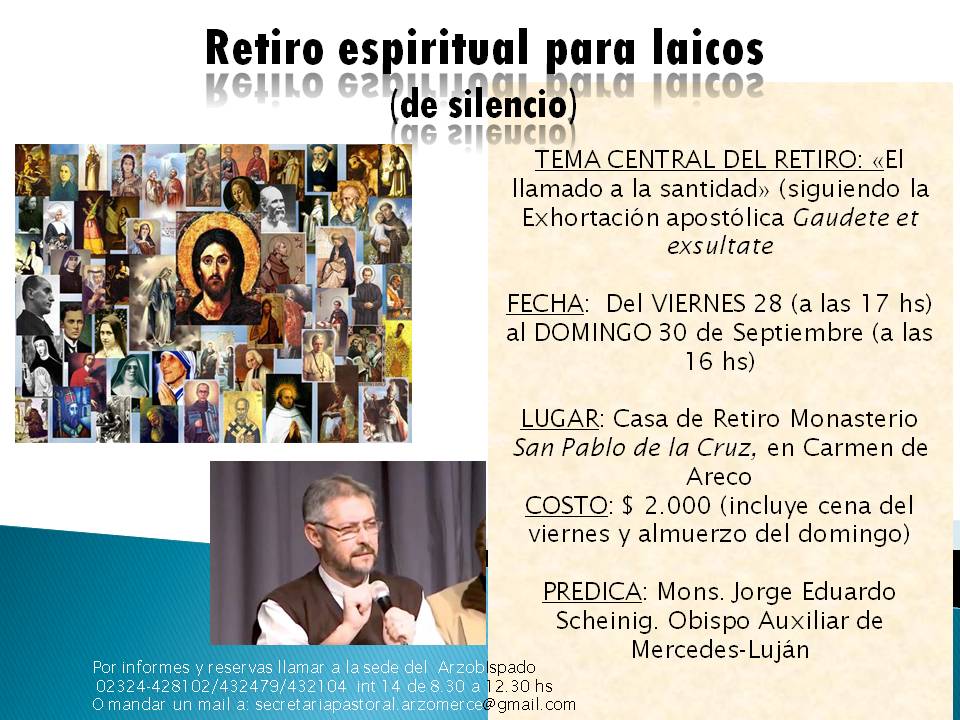 Recordatorio del retiro para laicos – Arquidiócesis Mercedes Luján